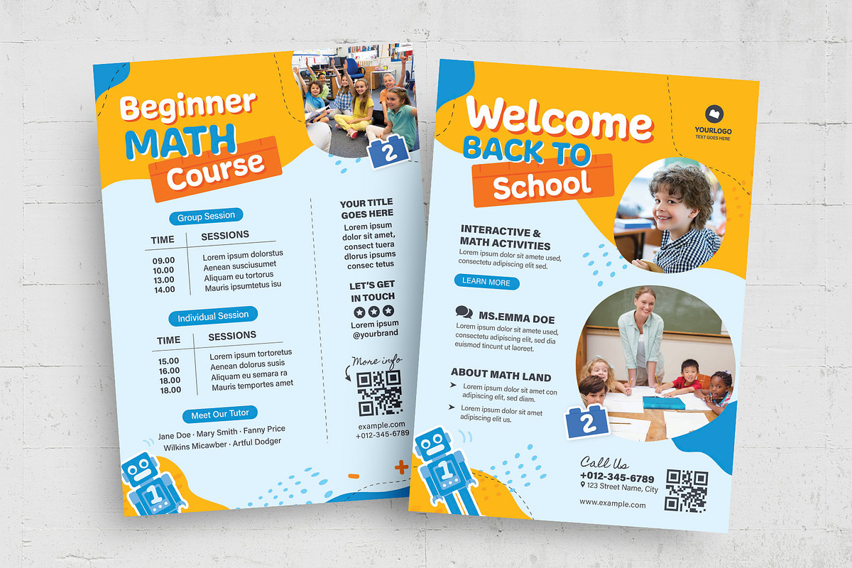 School Math Education Flyer Template, a Flyer Template by BrandPacks