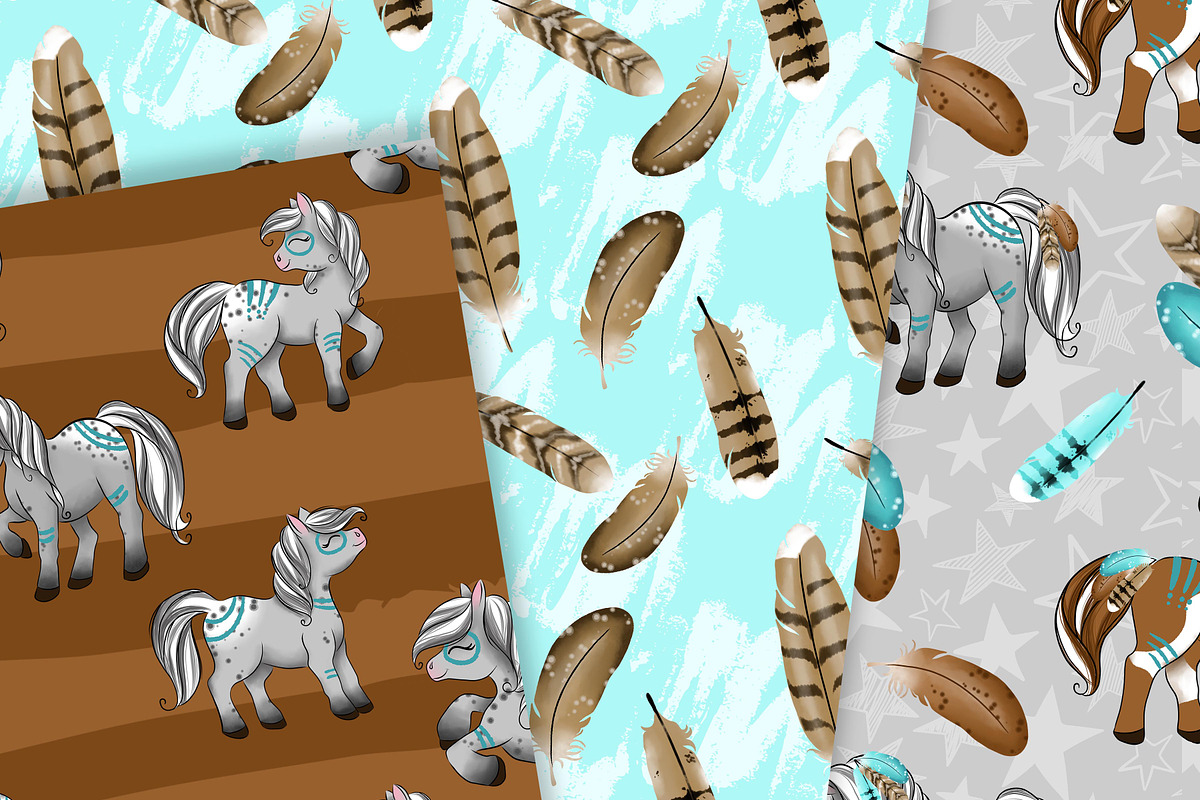 Native horses pattern, a Pattern Graphic by DarinaDigital