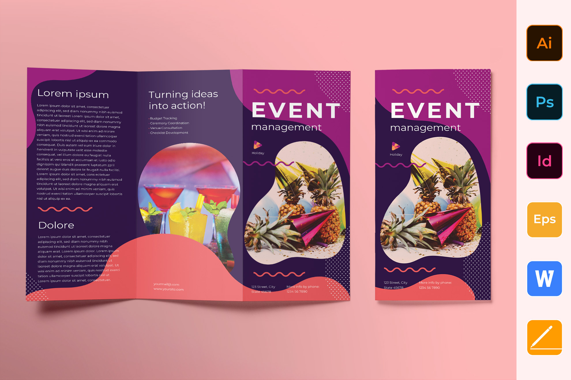 Event Management Brochure Trifold, a Brochure Template by TemplatesNow!