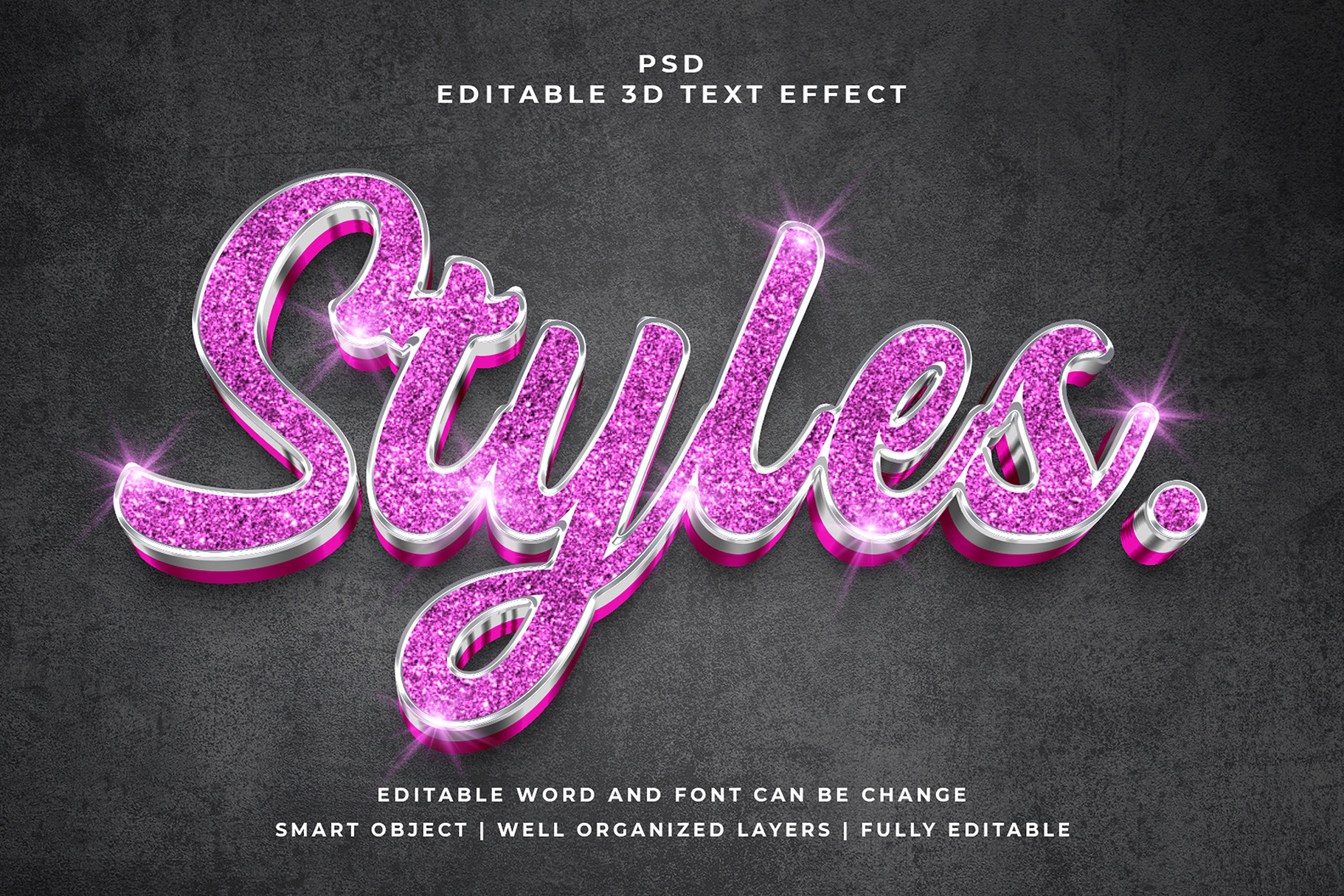 Pink Glitter 3d Text Effect Style, a Layer Style Add-On by designermdnazir