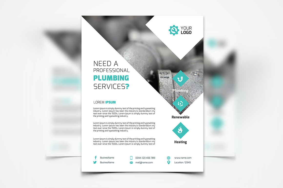 Plumbing Flyer, a Flyer Template by UNIK Agency