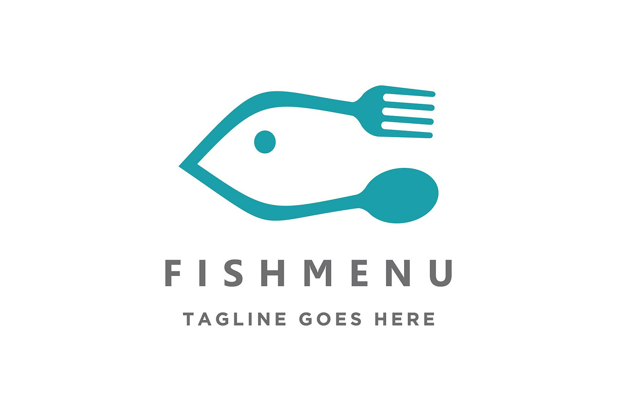 fish menu food logo, a Branding & Logo Template by ZHR Creative