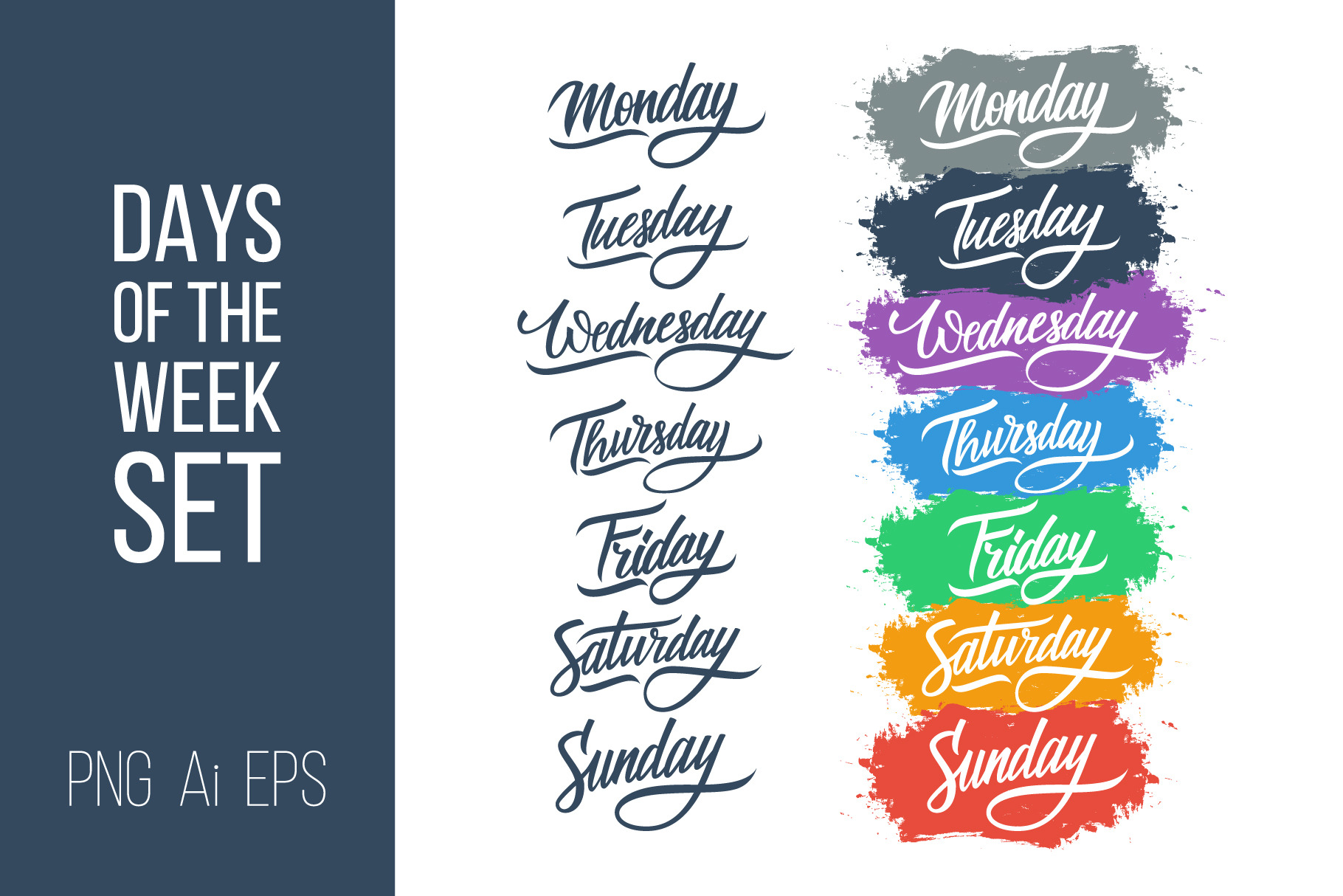 Days of the Week Set, a Background Graphic by Finevector