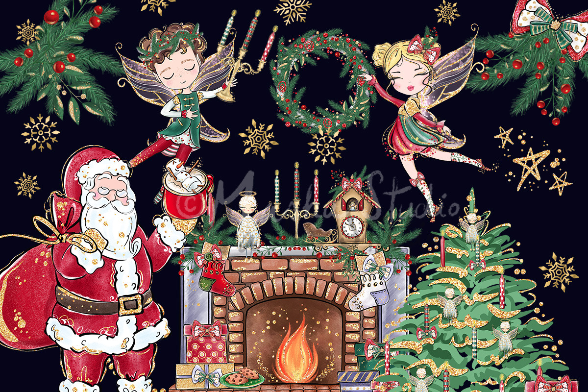 Santa Claus Elves Christmas Clipart, an Illustration by Masha Studio