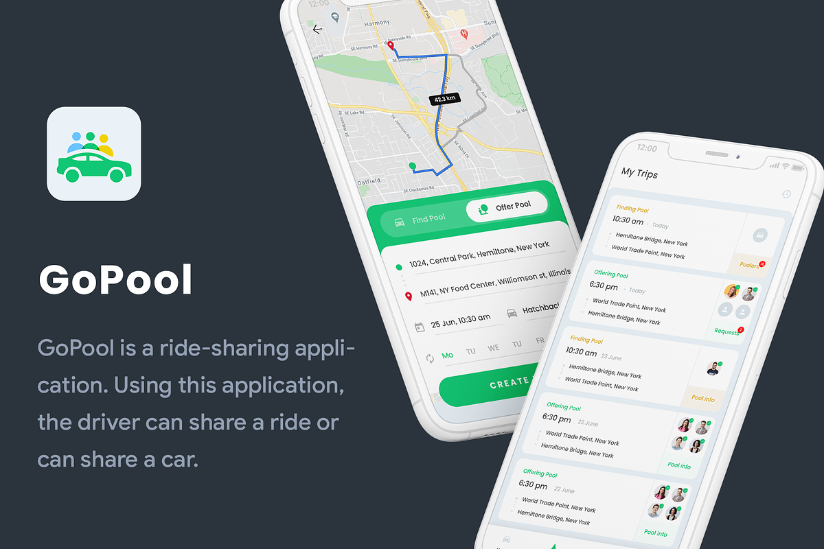 Car Pooling & Car Sharing App| Gopool | Creative Market