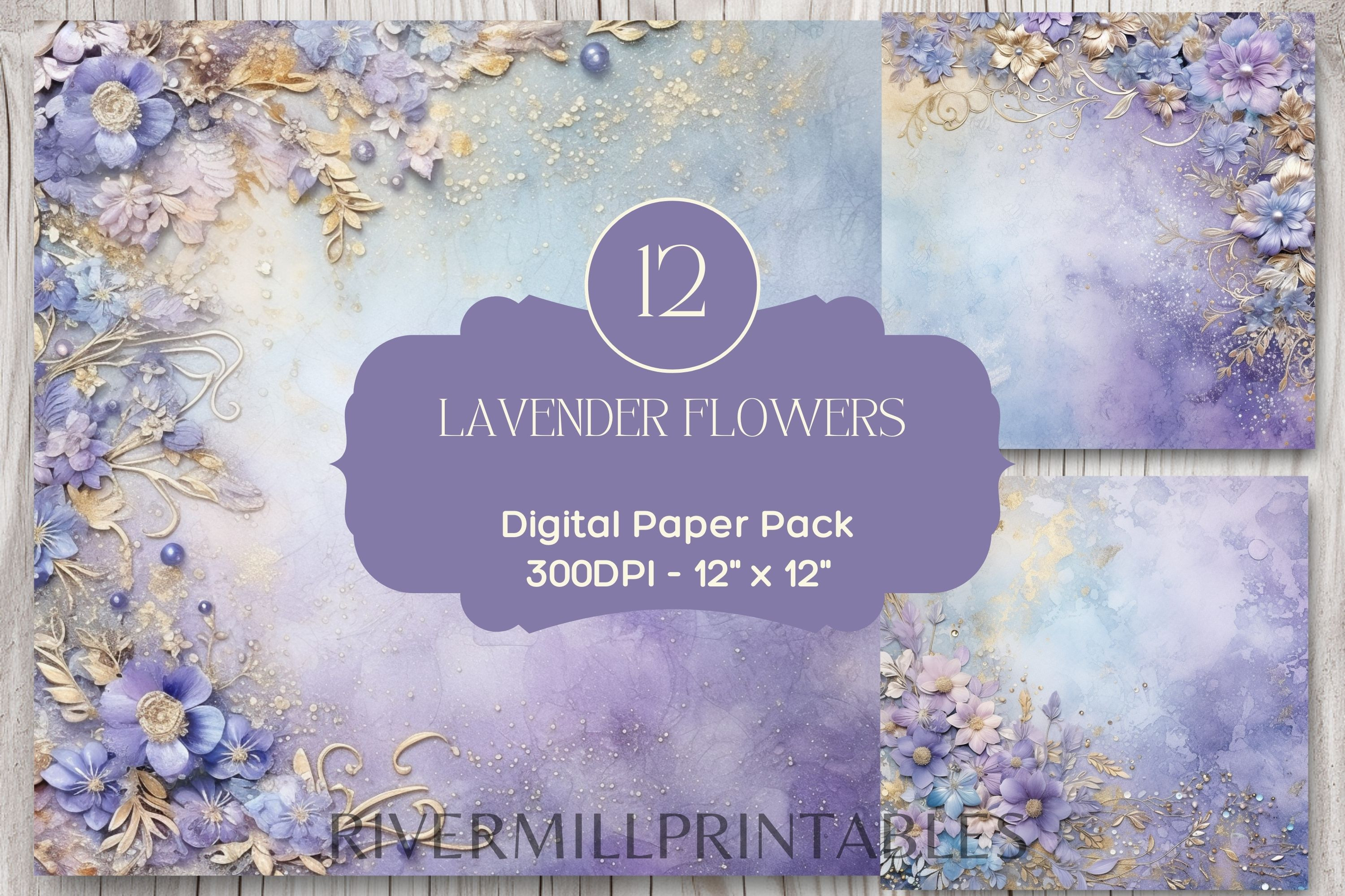 Lavender Flowers Digital Paper Pack | Decorative Illustrations ...