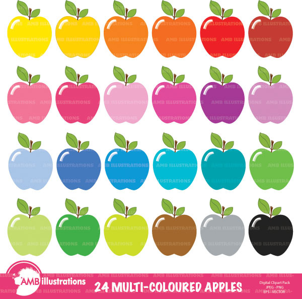 Apple Clipart, Bright Colors AMB-139, an Illustration by AMBillustrations