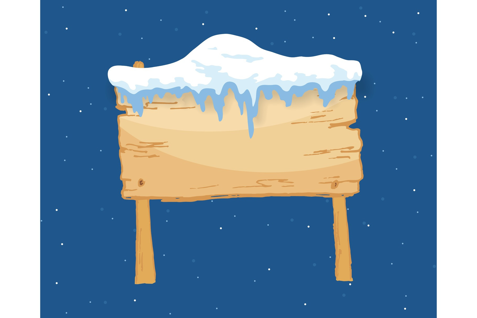 Cartoon wooden winter sign with snow | Decorative Illustrations ...
