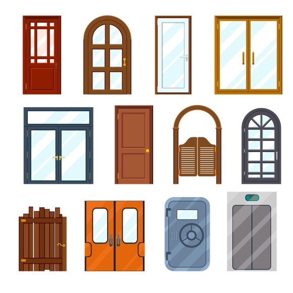 Vector colourful front doors, a Background Graphic by Microvector