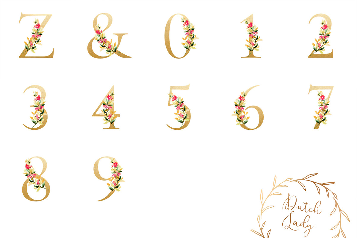 Alphabet & Number Clipart Set #2, an Illustration by The Dutch Lady Designs