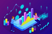 Business analytics isometric, a Technology Illustration by Macrovector