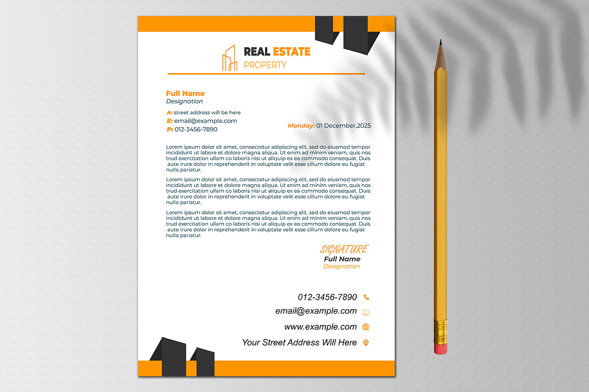 Modern Letterhead Template PSD