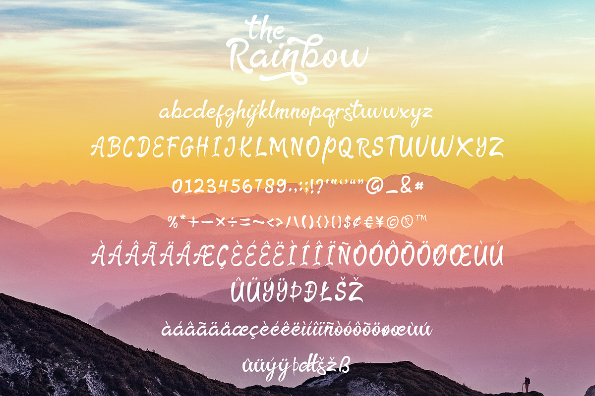The Rainbow modern calligraphy font, a Script Font by alphArtype
