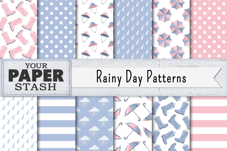 Rainy Day Digital Paper Backgrounds, a Texture Graphic by Your Paper Stash