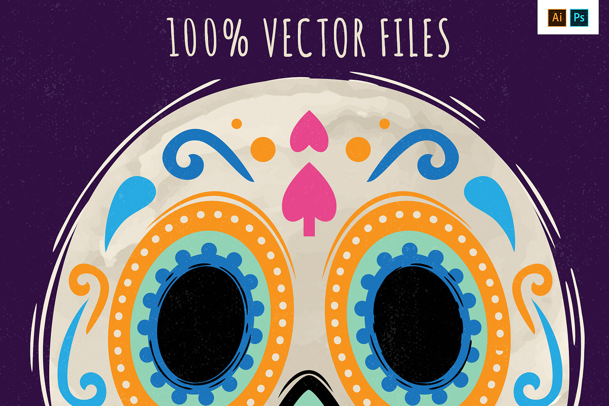 Sugar Skull Calacas Vectors, a Decorative Illustration by BrandPacks