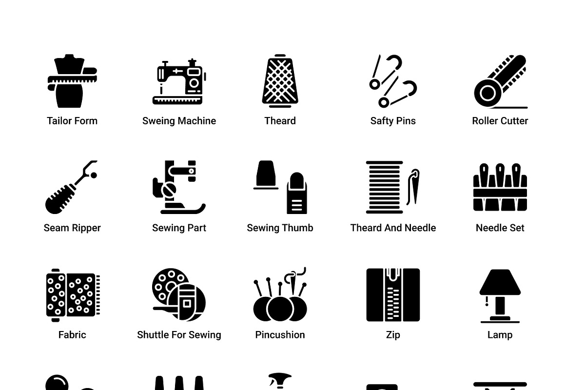 Sewing and Tailor, a Solid Icon by vectorstank | Creative Market