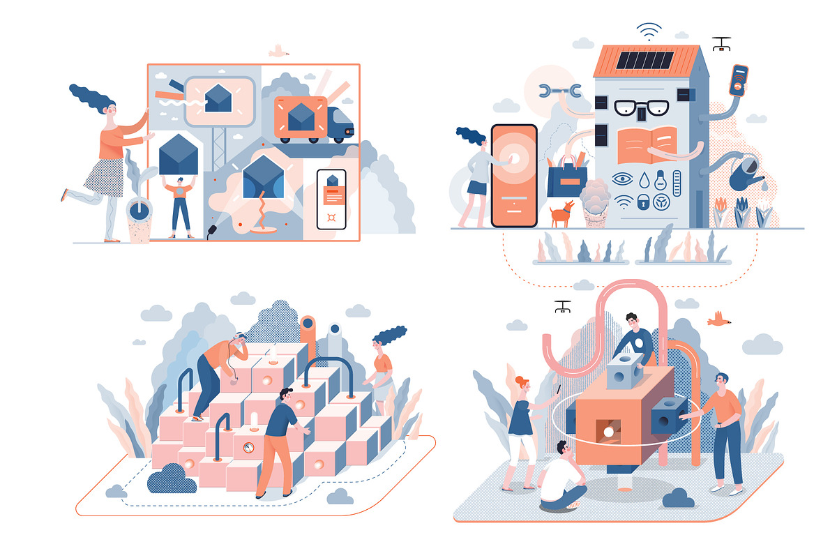 Technology graphics set, color 3, a Technology Illustration by Grivina ...