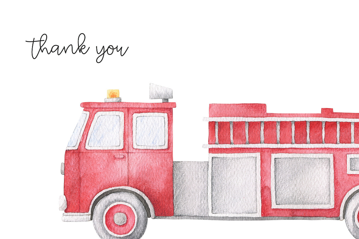 Fire station - watercolor set, a Decorative Illustration by Alesya Pytskaya