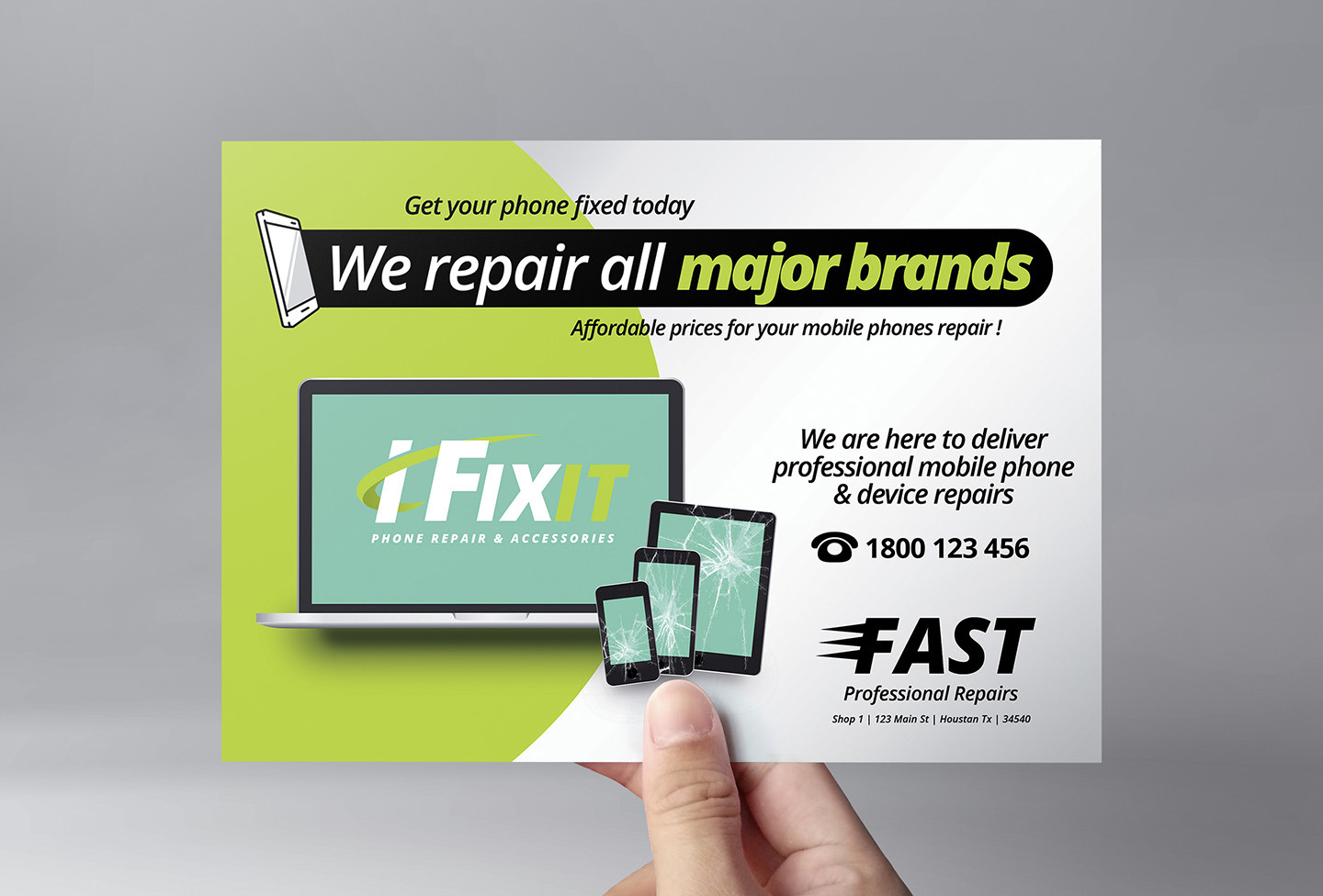Phone Repair Shop Flyer Template, a Flyer Template by BrandPacks