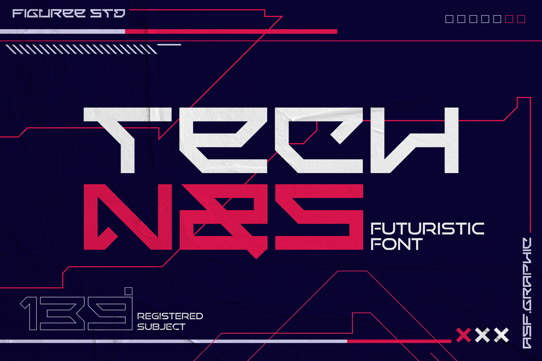 Technos - Futuristic Font, a Font by figuree studio