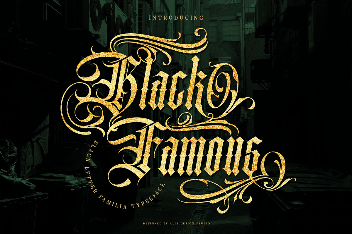 Black Famous Typeface, a Blackletter Font by alit design