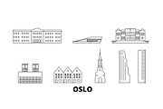 Norway, Oslo line travel skyline set | Illustrations ~ Creative Market