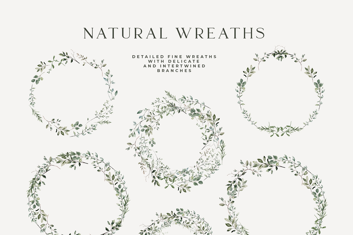 Modern Watercolor Greenery & Wreaths