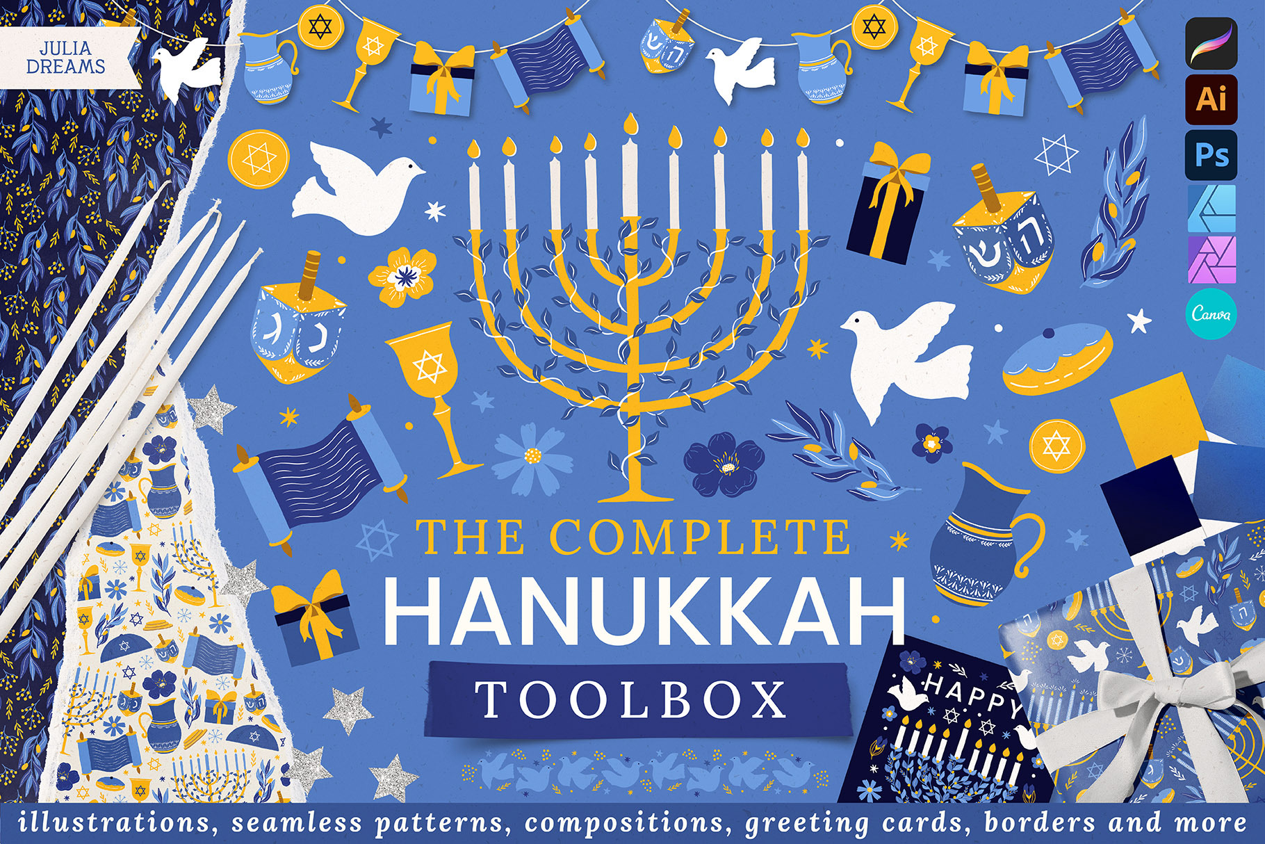 Hanukkah Clipart Toolbox, an Object Graphic by Julia Dreams