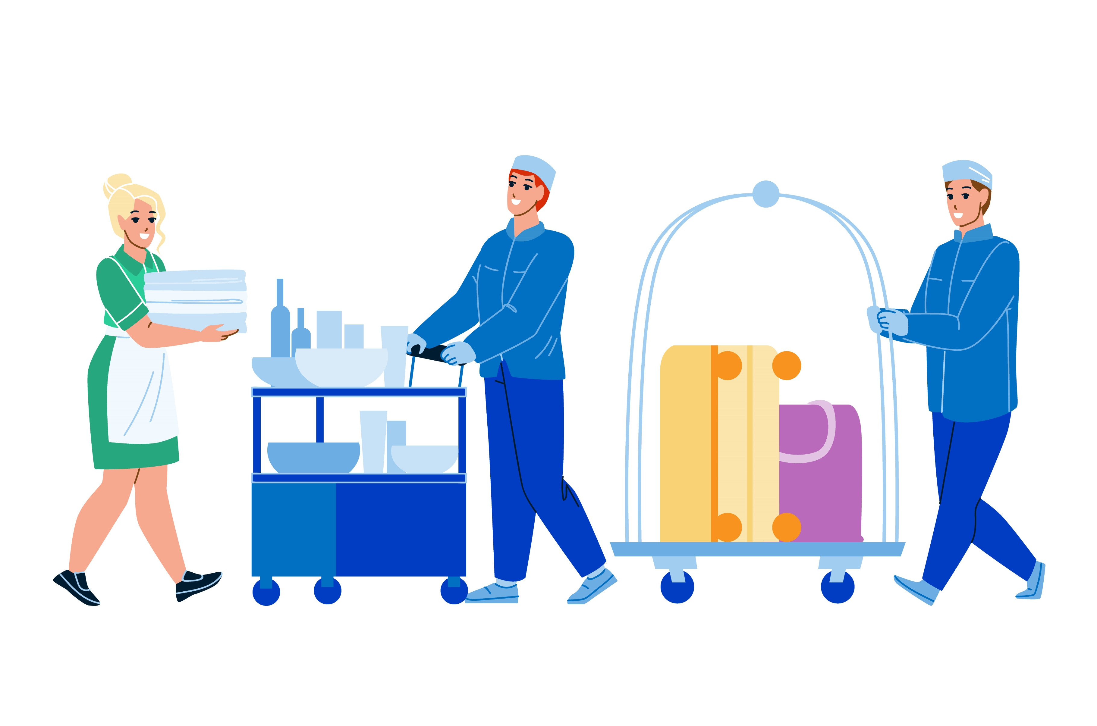 Hotel Room Service Servicing Client, a Food Illustration by pikepicture