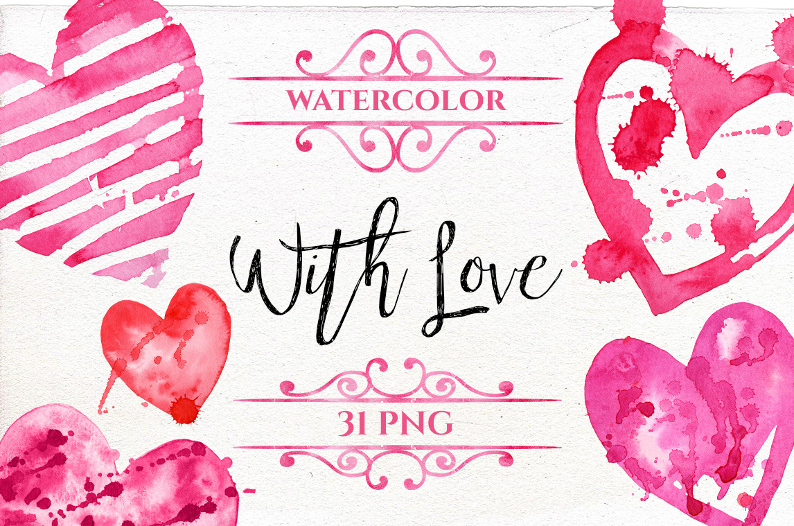 Watercolor Valentine's Day Clipart, an Illustration by Mary