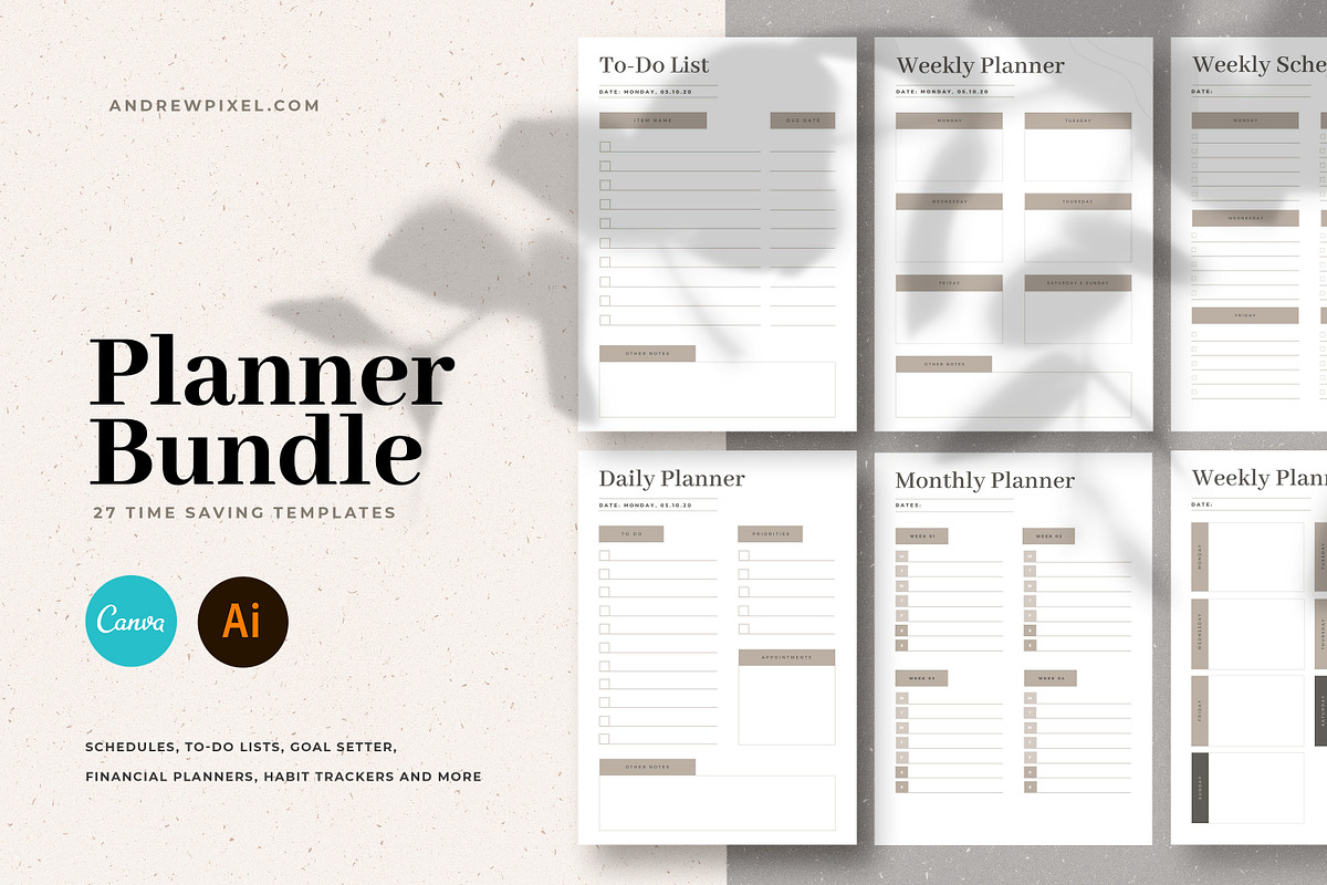 Canva Planners Bundle, a Presentation Template by AndrewPixel