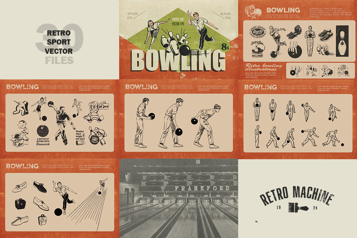 Retro Sports Art Bundle 8 in 1, an Illustration by Retro Machine