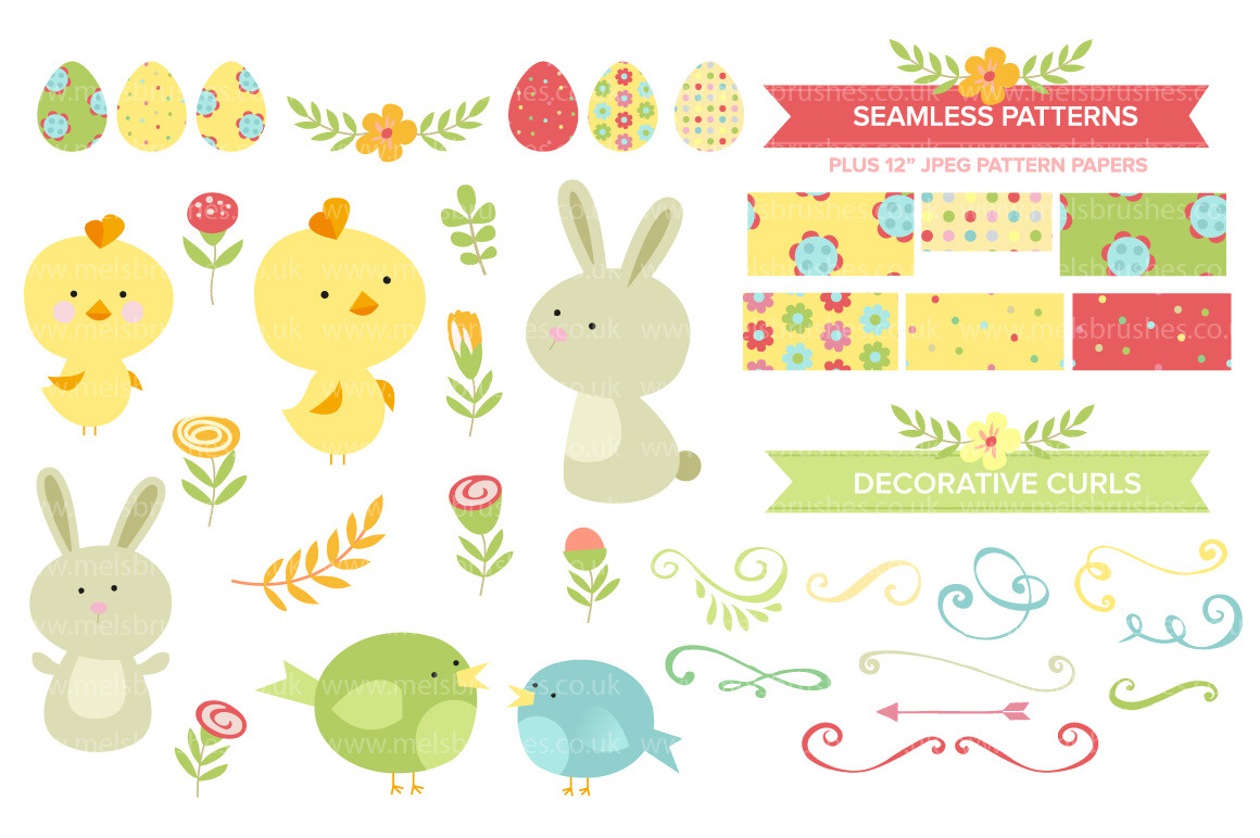 Cute Easter Clipart & Patterns, a Decorative Illustration by Mels ...