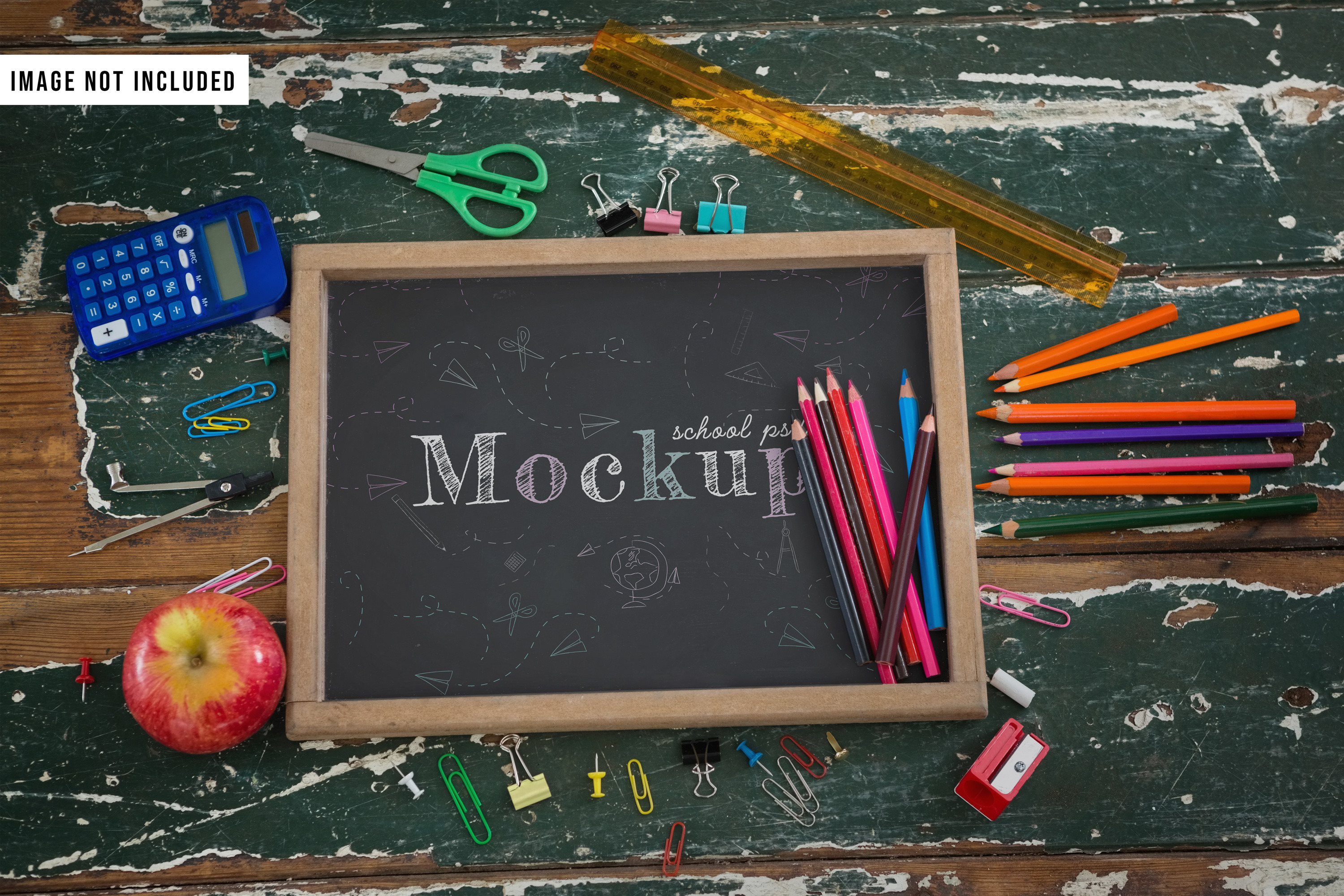 School Chalkboard Mockup, a Pens & Pencil Mockup by wavebreak ...