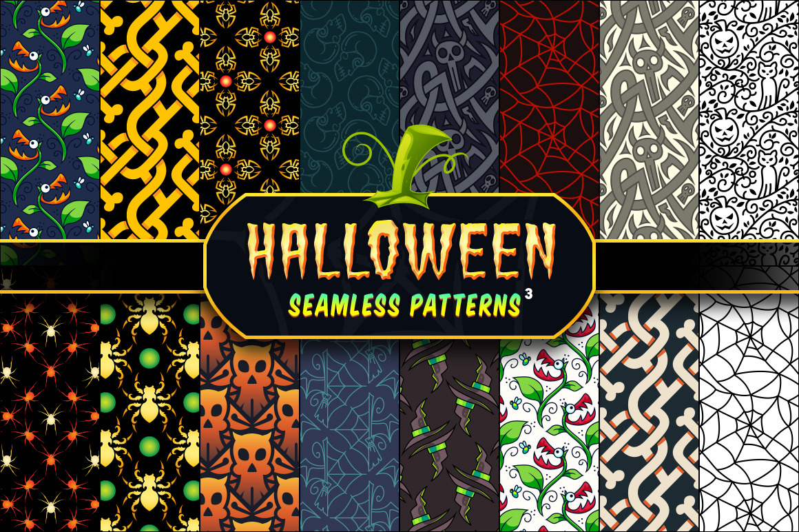 Halloween Seamless Patterns Set 3, a Pattern Graphic by pixaroma