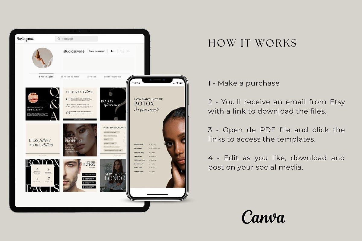 Botox & Fillers Canva Templates, a Social Media Template by Studio Suvelle