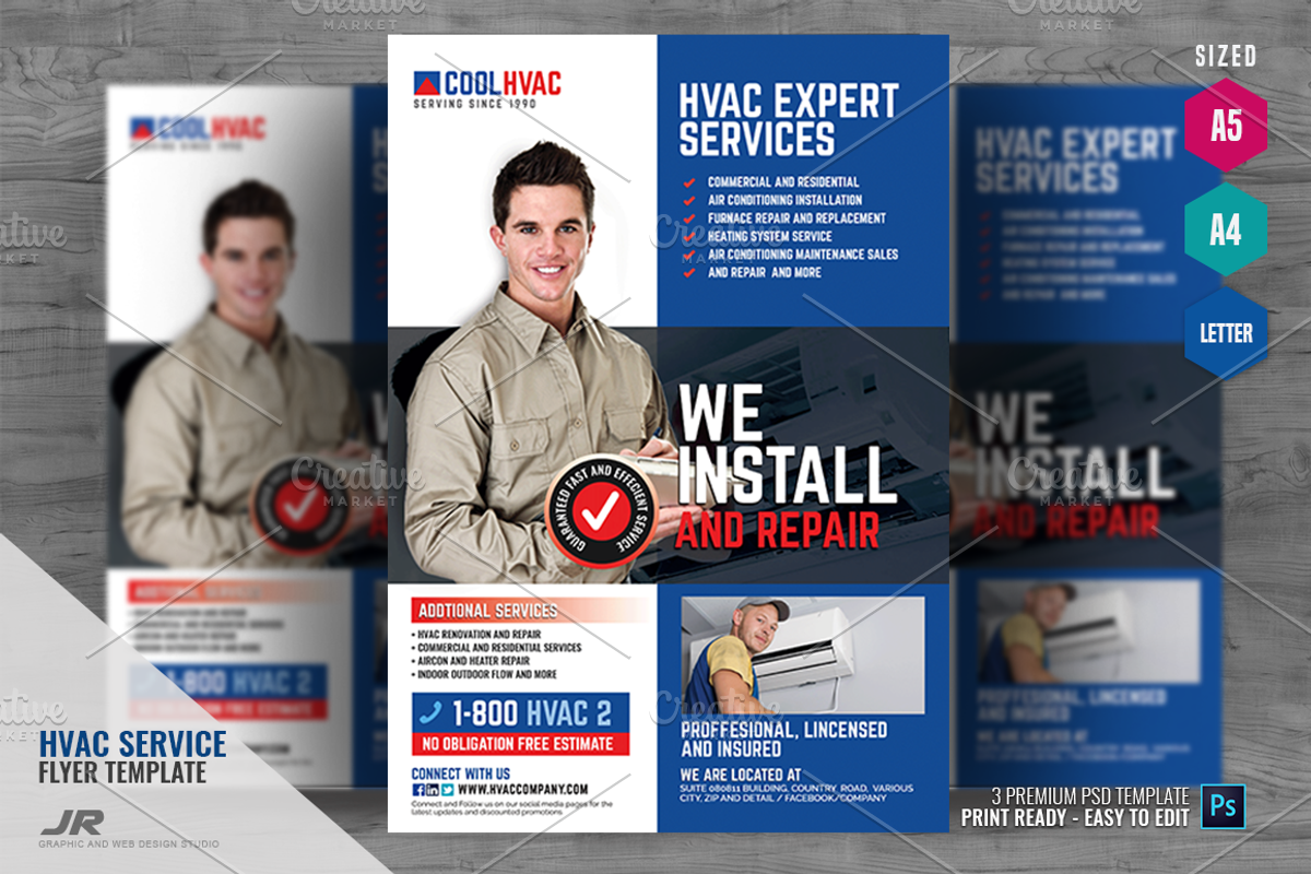 Heating and Cooling HVAC Flyer, a Flyer Template by PSDPixel