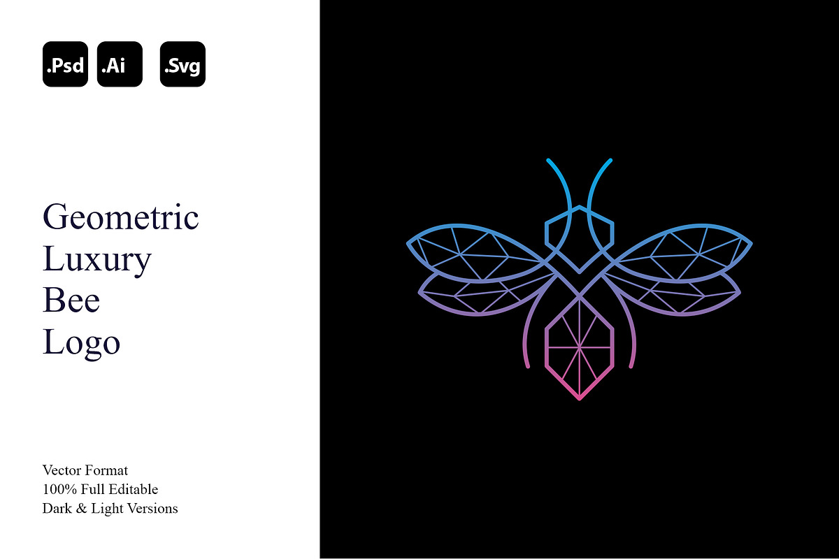 Geometric Luxury Bee Logo