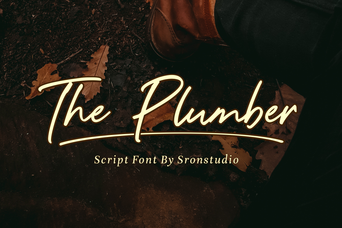The Plumber Script, a Script Font by Sronstudio