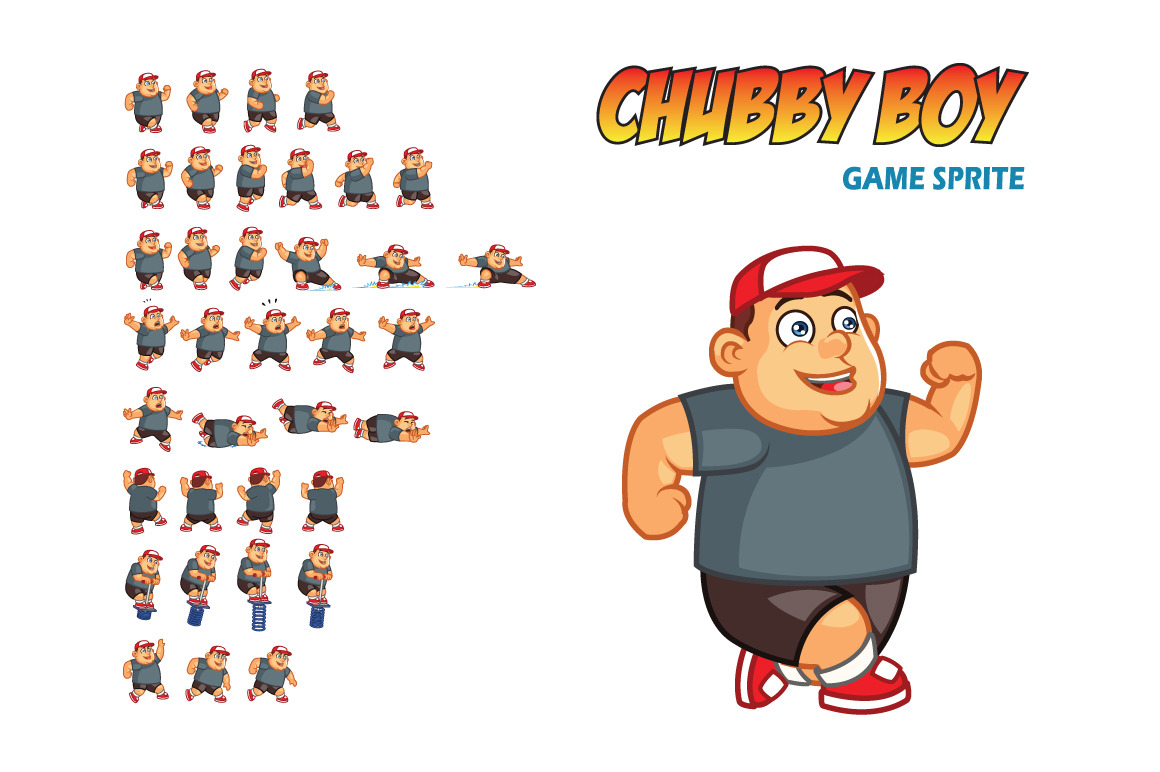 Chubby Boy Game Sprite, an Illustration by Silpin