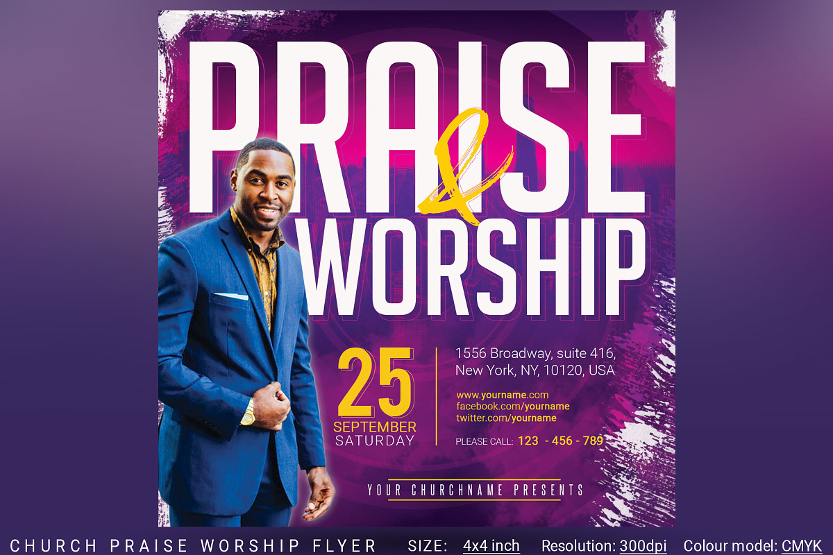 Church Praise Worship Flyer, a Flyer Template by Artolus