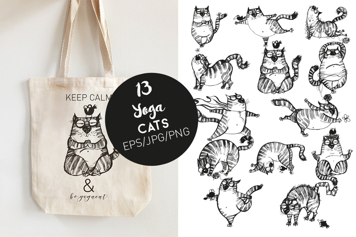 funny yoga cats, an Illustration by Tatiana Davidova