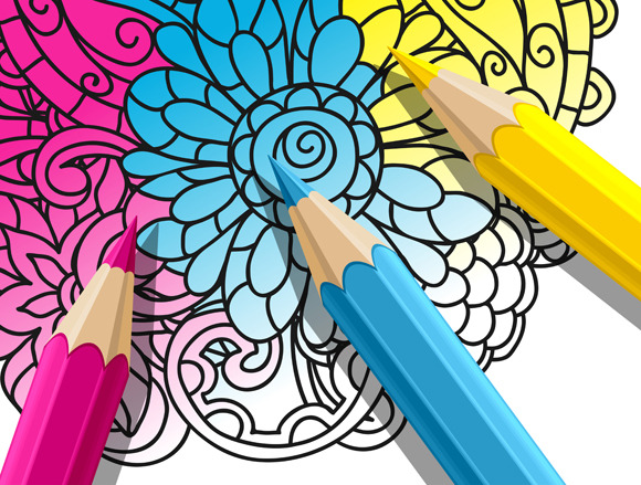 Adult coloring concept with pencils., an Illustration by incomible