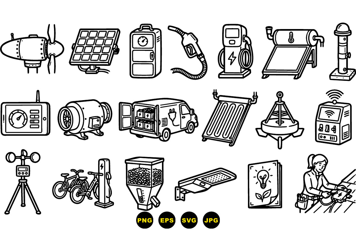 Energy Technology Icon Pack, an Illustration by designvectx