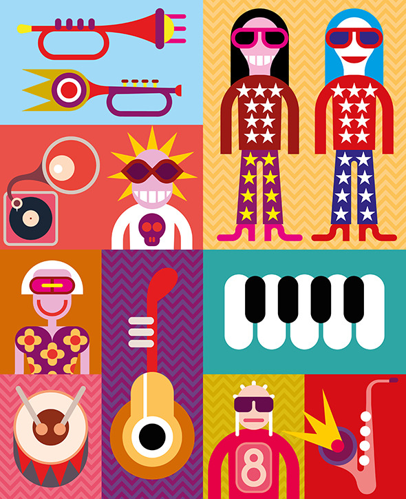 Music - vector illustration, an Illustration by danjazzia