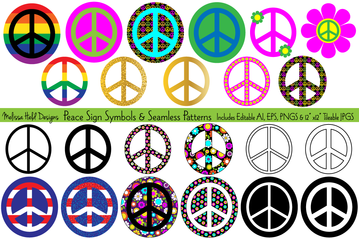 Peace Signs & Seamless Patterns, a Pattern Graphic by Melissa Held Designs