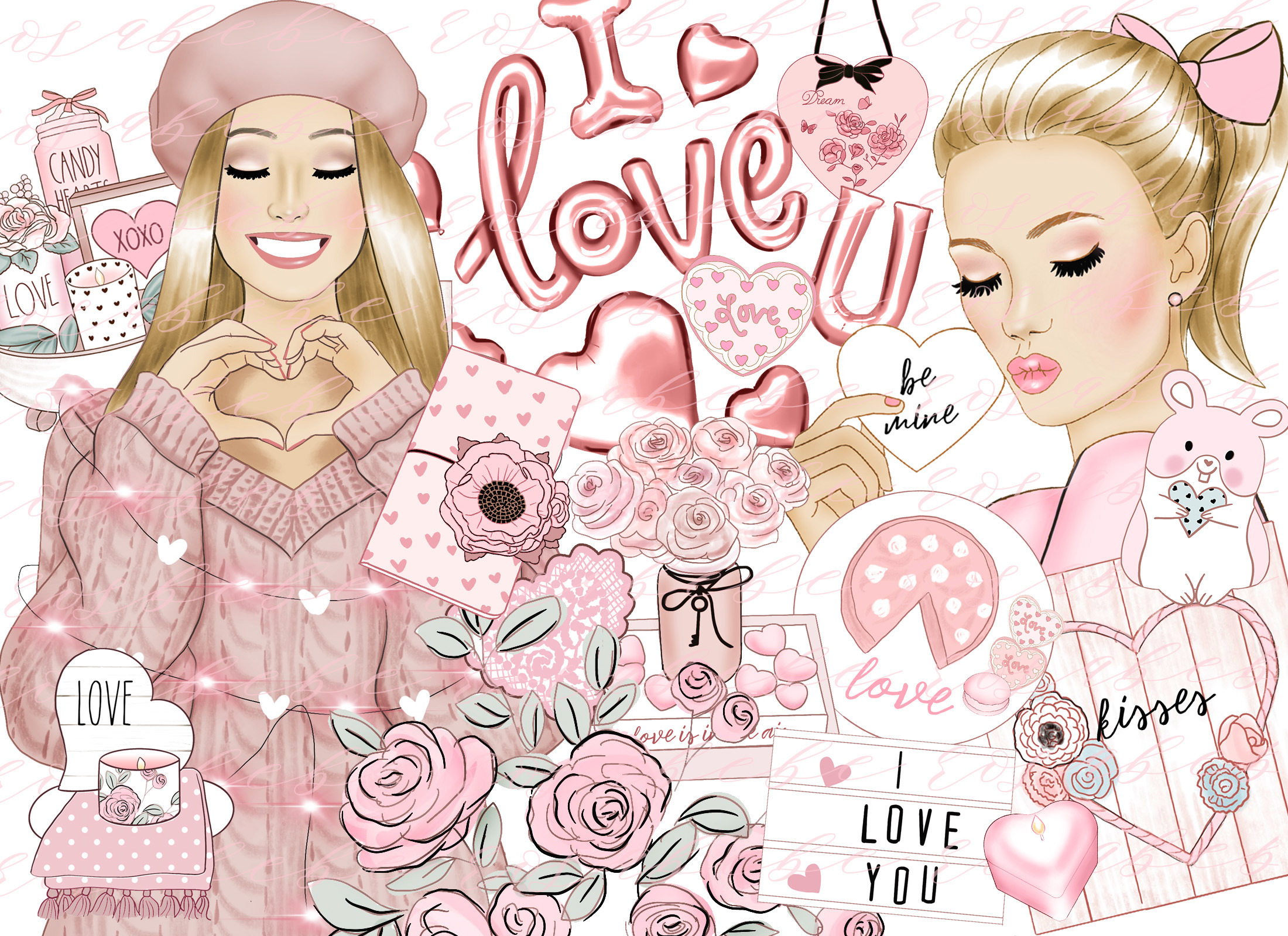 Valentines clipart, an Illustration by Rosabebe