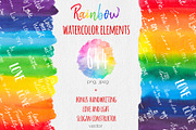 Rainbow watercolor texture set, a Decorative Illustration by ...