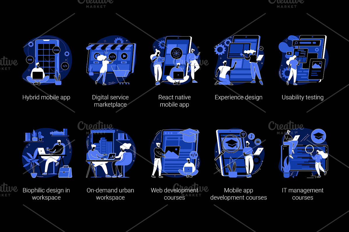 Development UI illustrations vol.2, a Templates & Theme by Visual ...