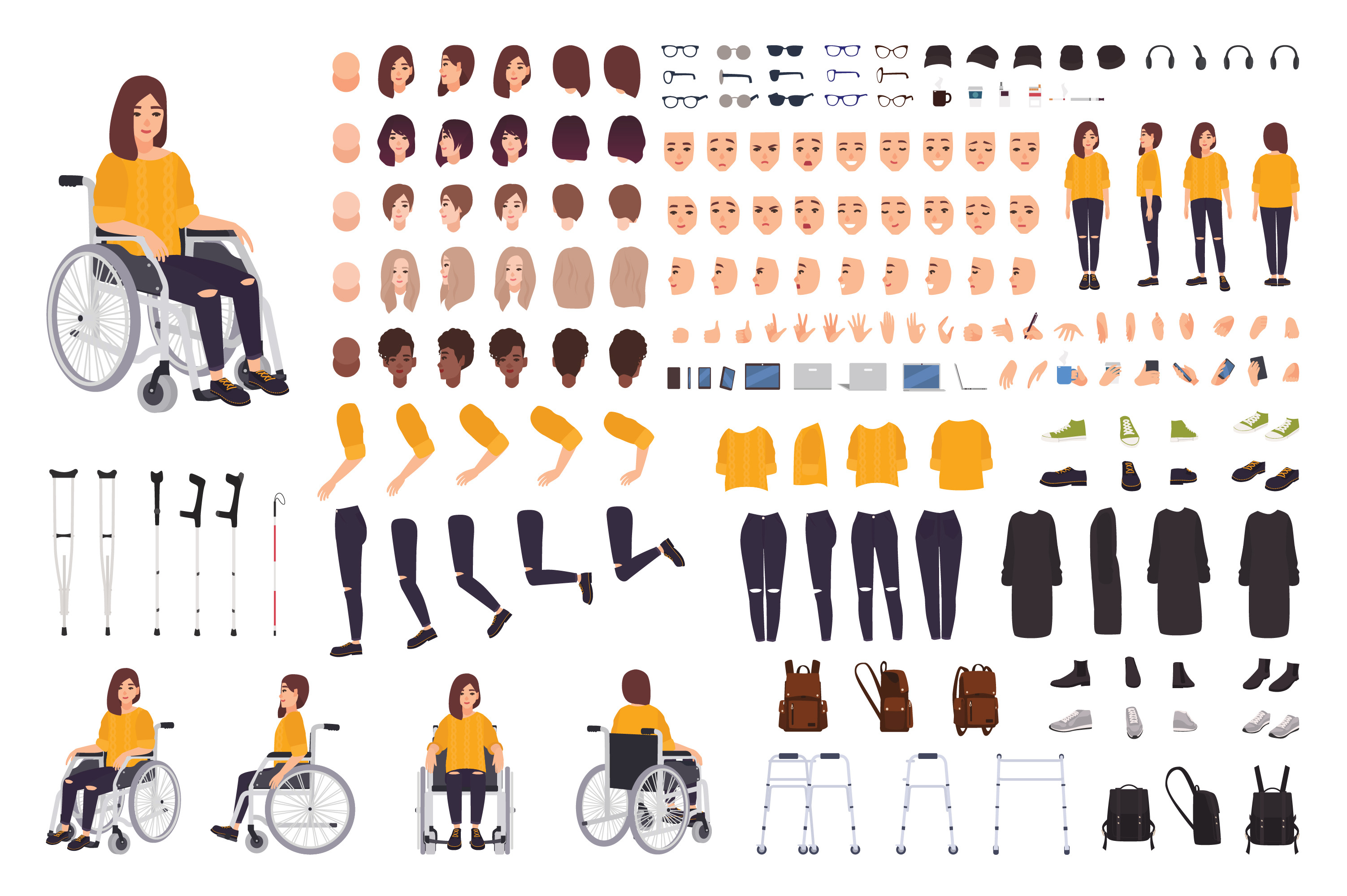 Young disabled woman - DIY kit, a Person Illustration by Good Studio